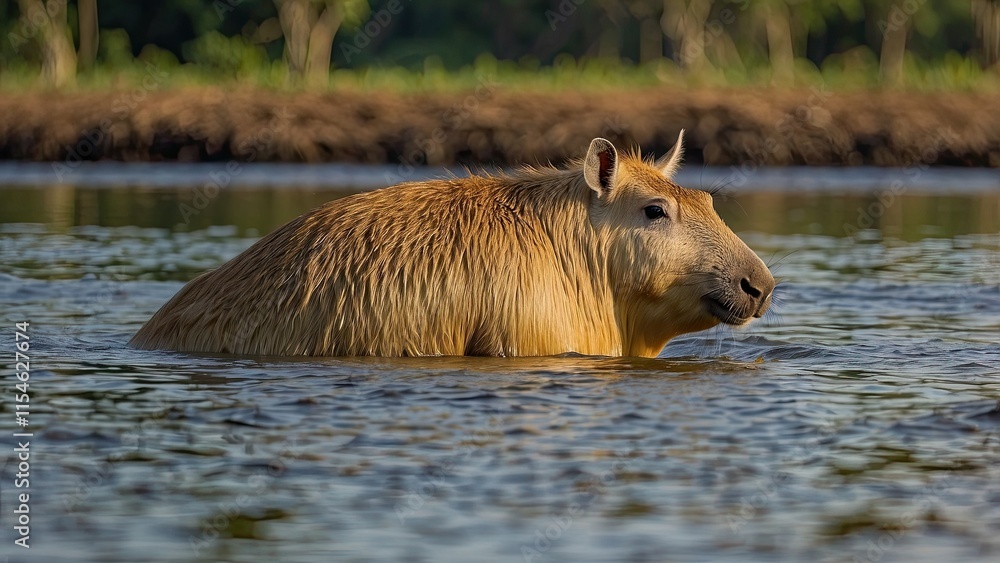 Machetornis rixosus, the cattle tyrant, traverses swampland on the back ...