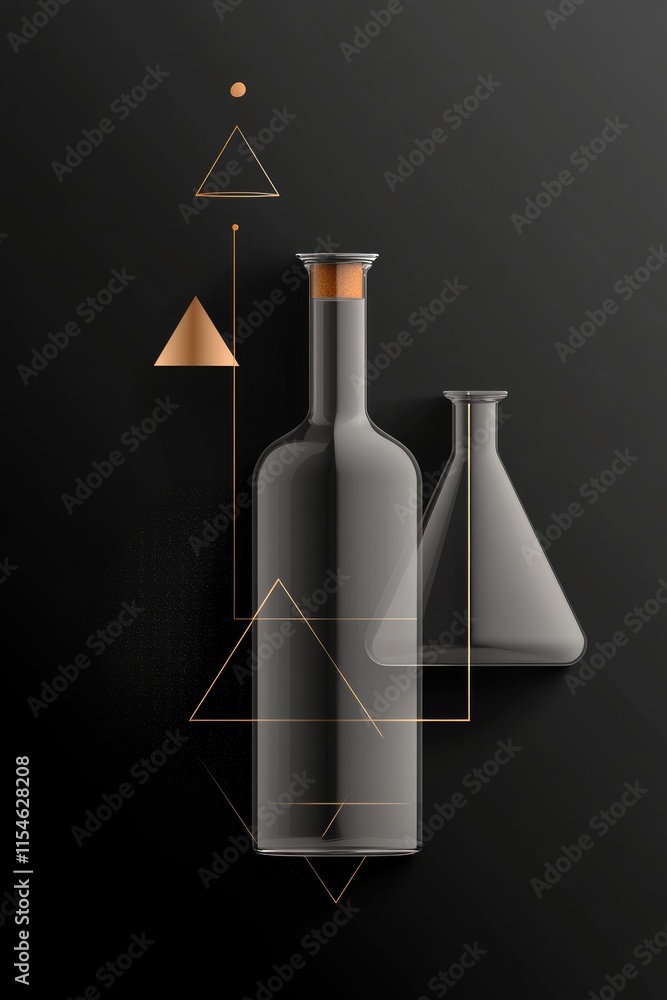 Chemistry lab equipment: flasks, test tubes, chemical solutions, liquid ...