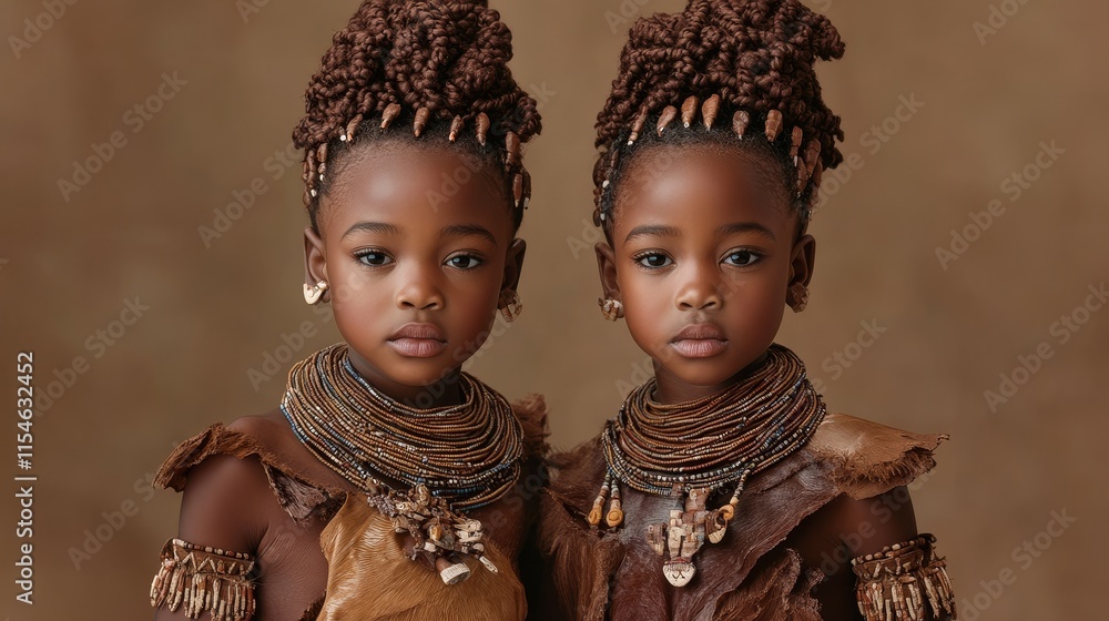 Symmetrical Elegance: Namibian Twin Models in Himba Tribe-Inspired ...