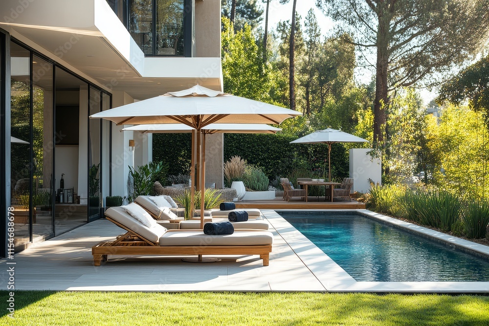 Beautiful Hollywood Hills home with pool, cabana chairs, garden view ...