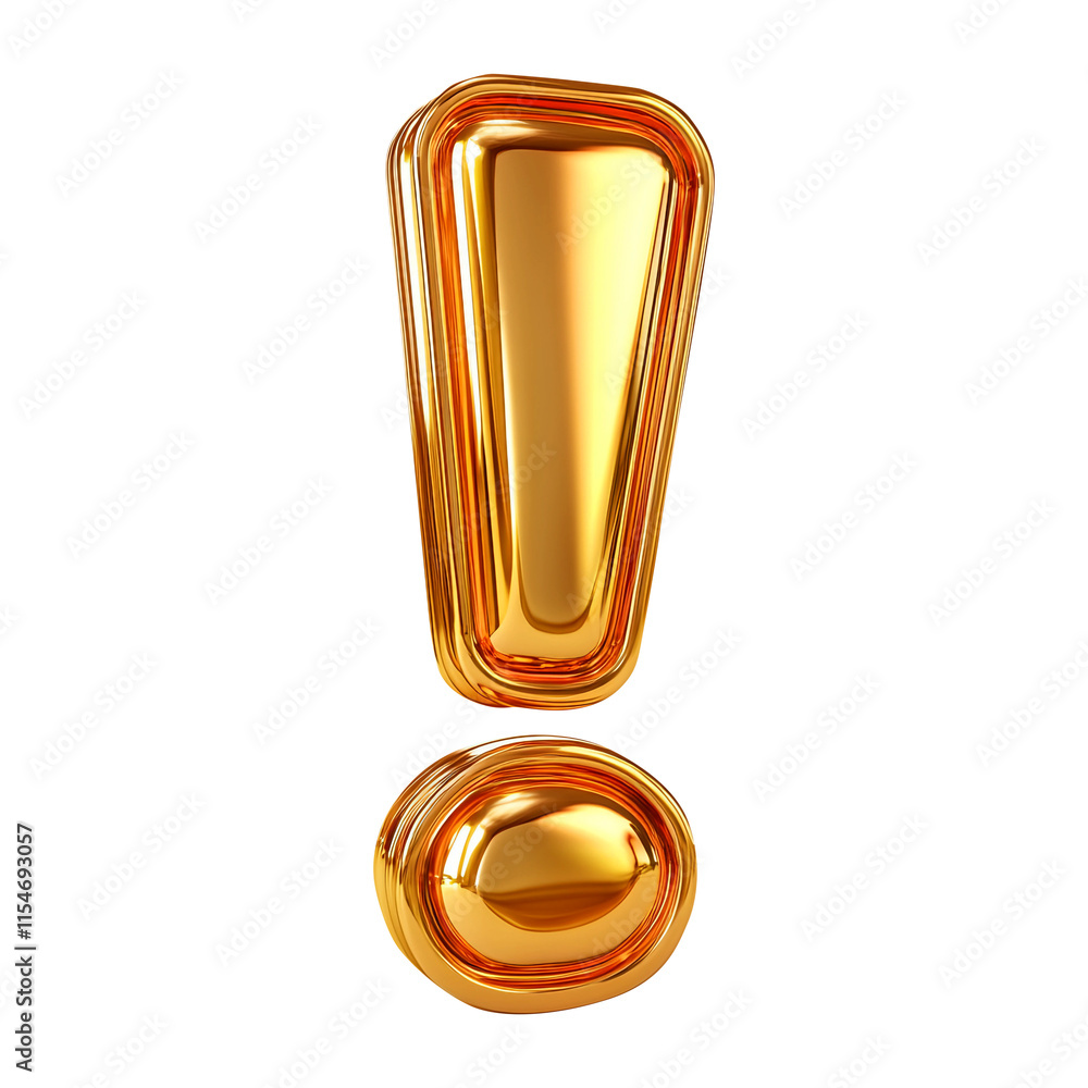 3d golden exclamation mark isolated on transparent background remove ...