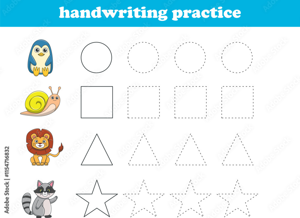 Vector de Stock Handwriting Practice. Tracing lines of different shape ...