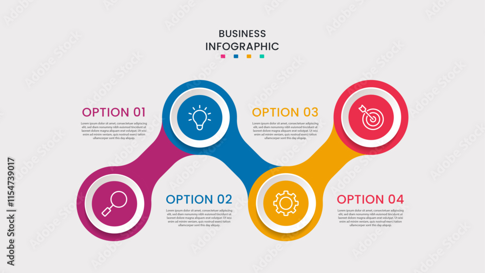 Business infographic template. 4-Step timeline journey. Process diagram ...