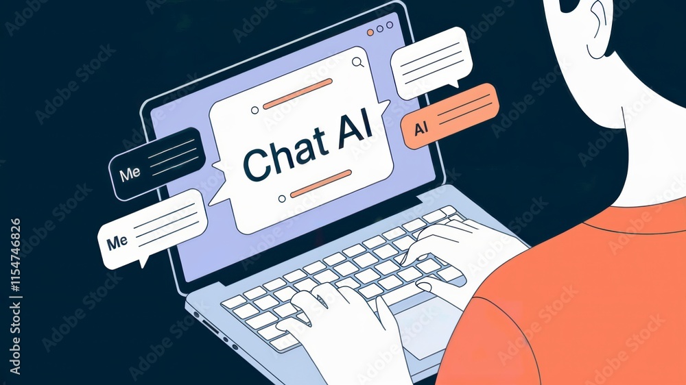 ChatGPT, LLMs (Large Language Models) Chat With AI Technology. Man Using a Laptop Chatting With ...
