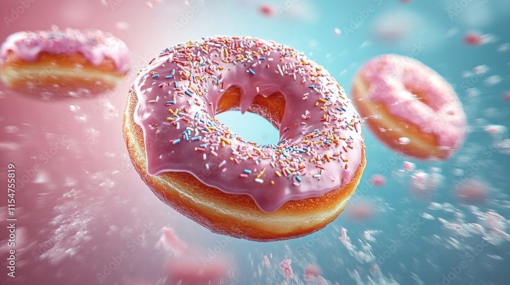 Foto de Stock [Surreal floating donut scene with sugary treats] Surreal ...