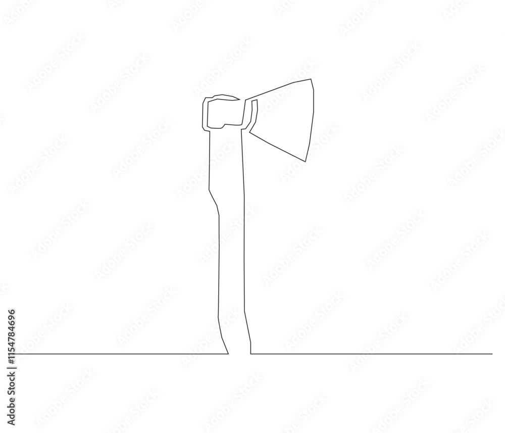 One continuous line drawing of axe. Single line of axe vector ...