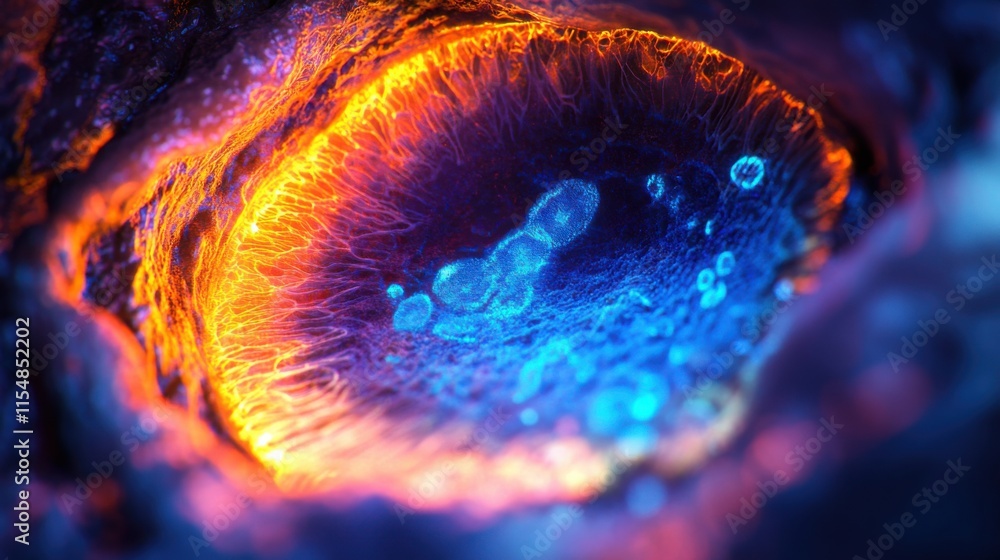Cross-section of the retina under a microscope, showing photoreceptor ...