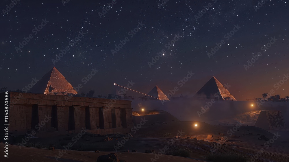 A digital concept of ancient Egyptian astronomy, showing the alignment ...