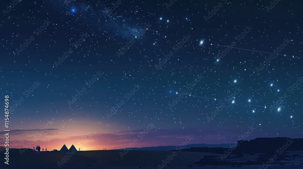 A digital concept of ancient Egyptian astronomy, showing the alignment ...