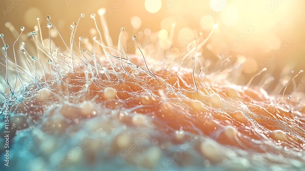 Stylized anatomical model of the human skin, pores and hair follicles ...