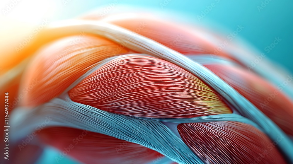 Cross-section view of human muscles, fibers visible in a smooth ...