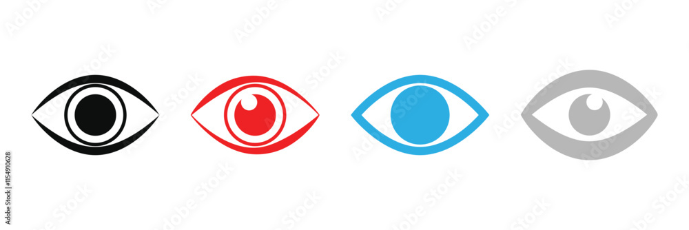 Eye icon set. See and unsee symbol. Show password. Vector illustration ...