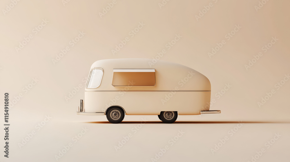 vintage food trailer with sleek design, featuring rounded shape and ...