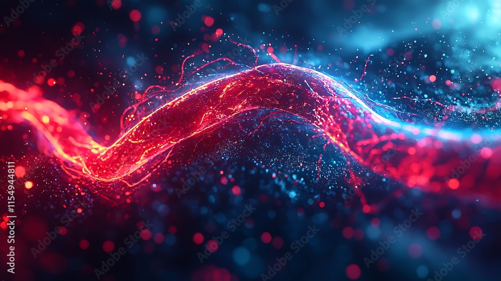 Artistic portrayal of the cardiovascular system in motion, arteries and ...