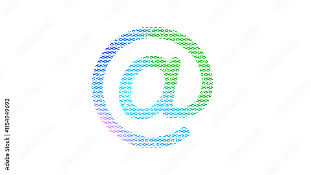 Icon at is made up of LED square shapes. There are bright diodes and ...