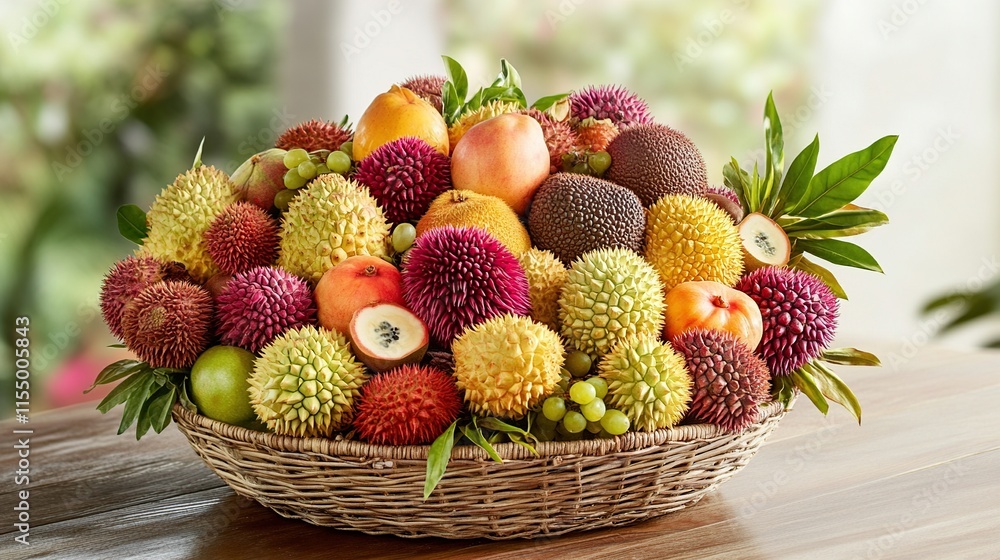 Exotic Fruit Basket: A Vibrant Collection of Tropical Delights Stock ...
