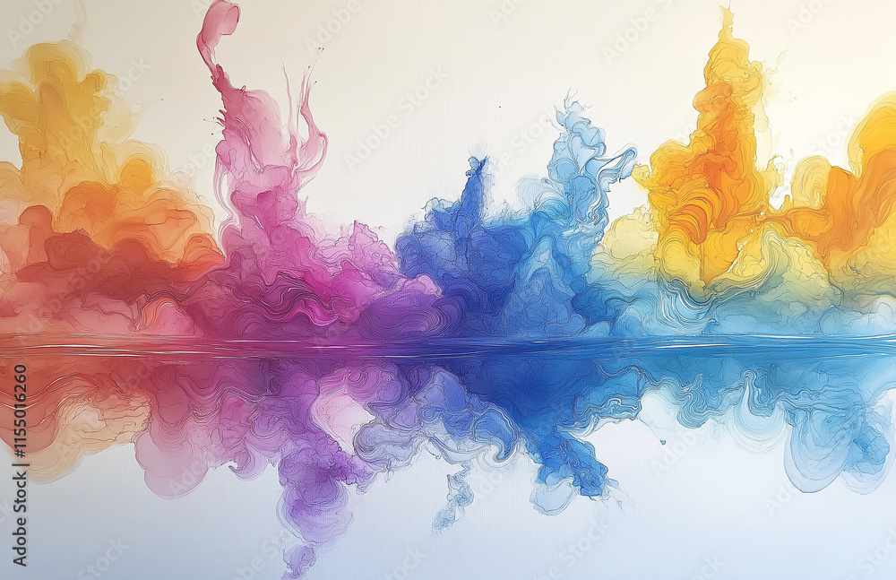 Vivid and colorful ink flowing gracefully in water, set against a crisp ...