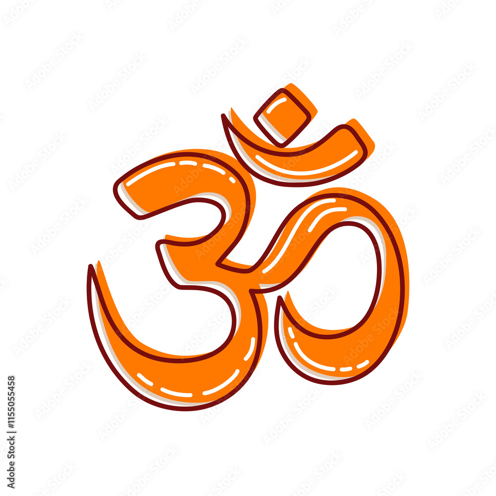 Om or Aum Indian sacred sound. The symbol of the divine triad of Brahma ...