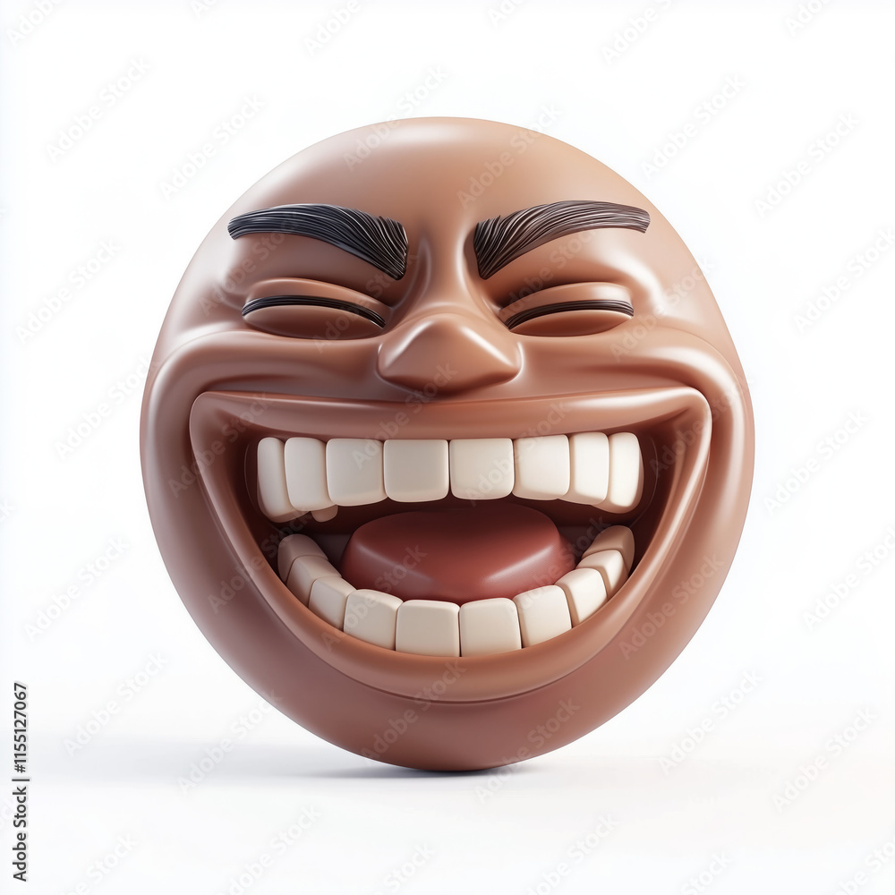3D Laughing Indian man face emoji with closed eyes and wide grin ...
