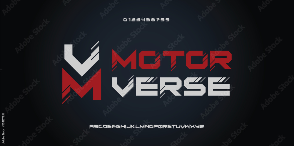 Sport car font, dynamic type letters and numbers, vector typography ...