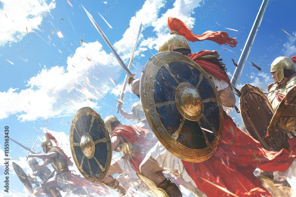 Anime friends engaged in historical battle of gaugamela medium detail ...