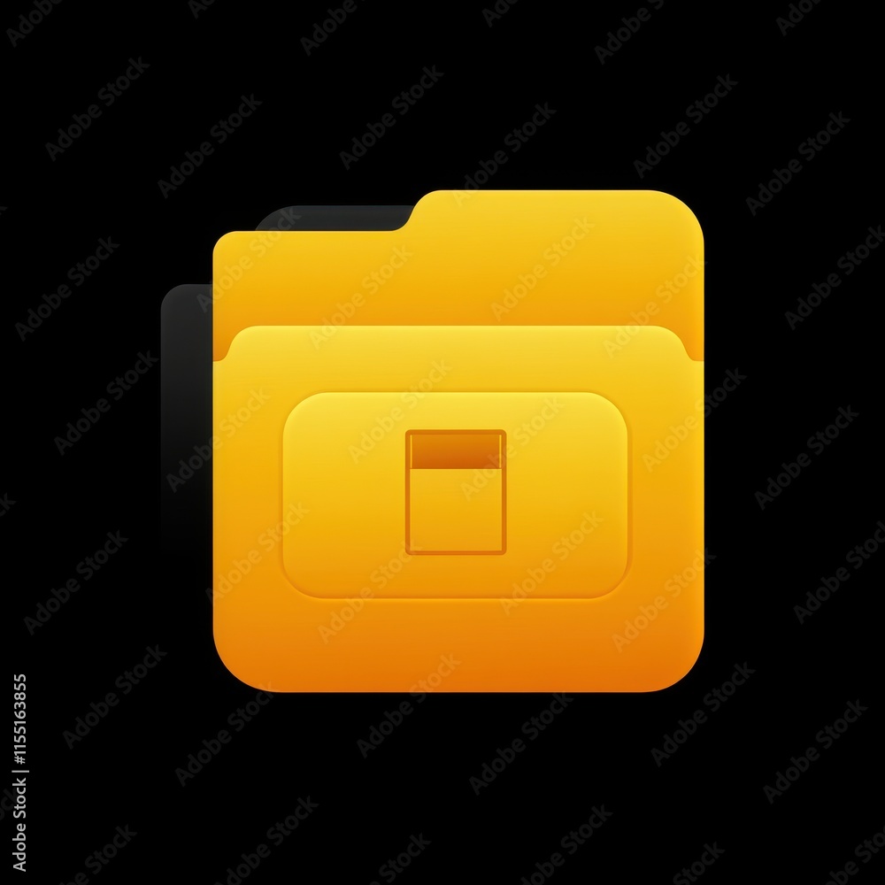 Stylized yellow folder icon set against a black background ...