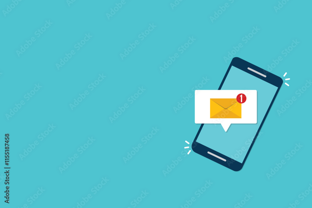 New message notification concept on smartphone. New email pop up ...