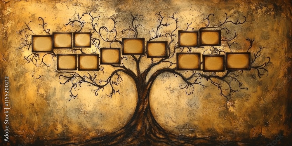 Ancestral tree template for documenting family heritage. Stock ...