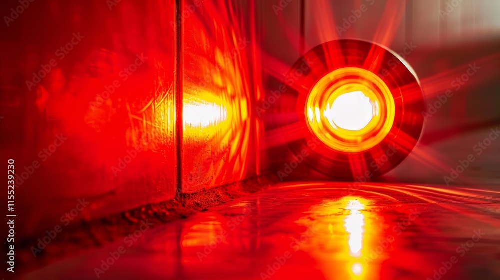 Isolated red emergency light for safety and alert signaling in various ...