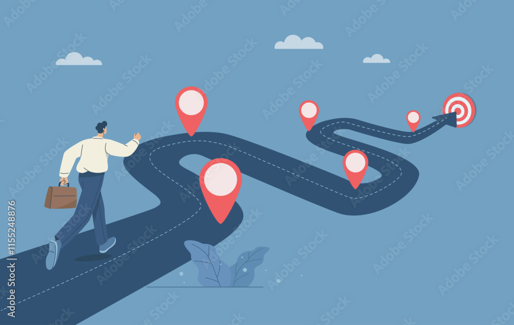 Timeline, Progress in business, Roadmap, Businessman project manager ...