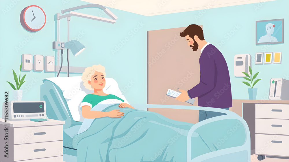 Visiting a relative of a sick person in a hospital room. Support and ...