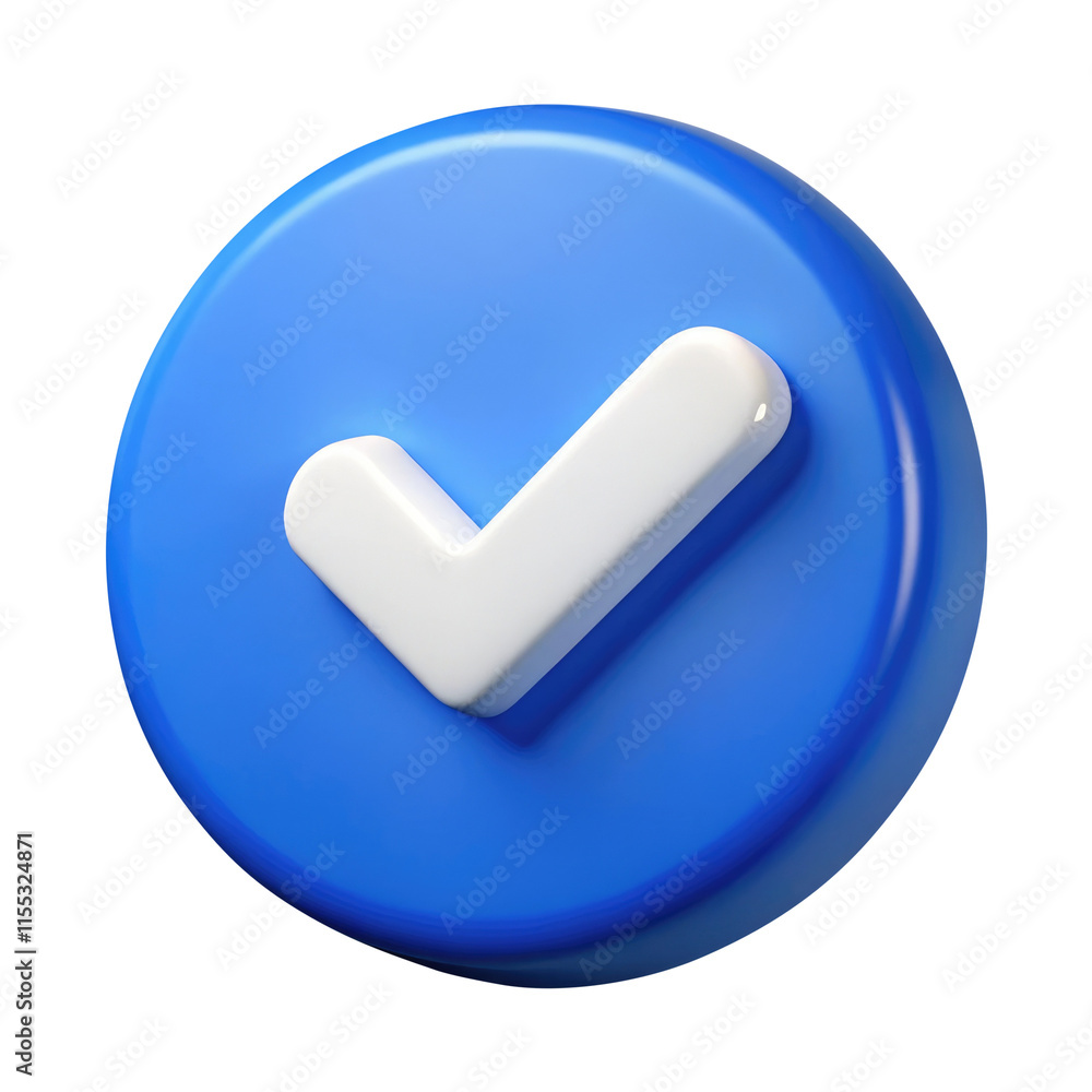 check mark button 3d icon in cartoon plastic style minimal isolated on ...