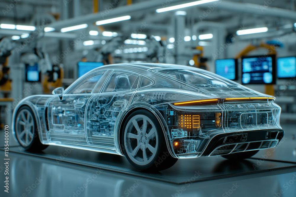 Innovative electric car technology showcased in futuristic automotive ...