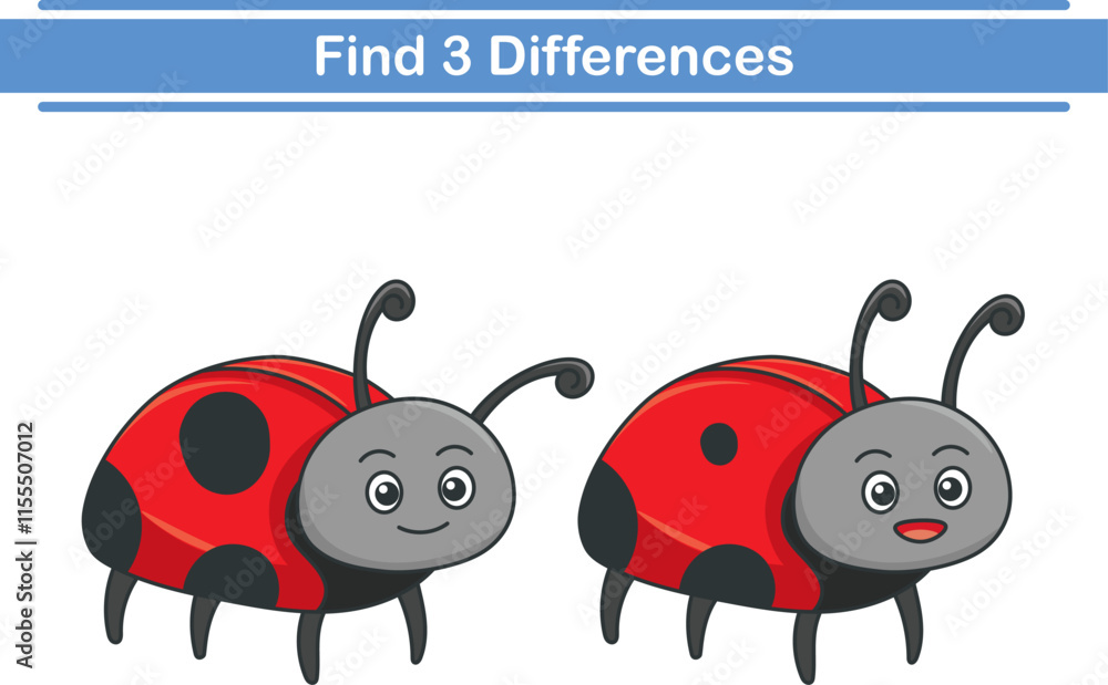 Education game for children find three differences between two ...