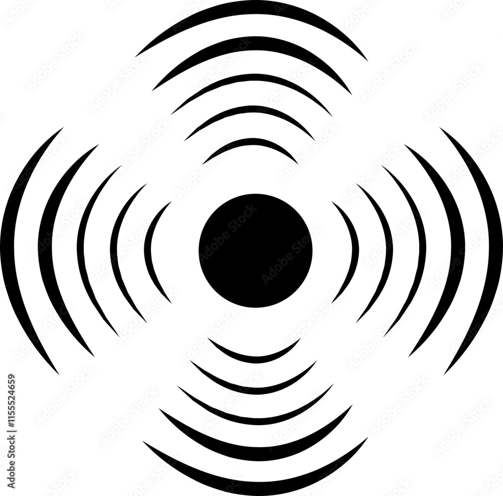 Concentric ripple circles sound waves icon. Seismic Earthquake alert ...