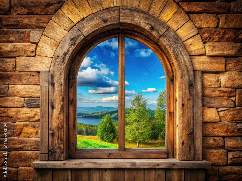 Wooden Arched Window, Rustic Window Frame, Countryside Window, Arch ...