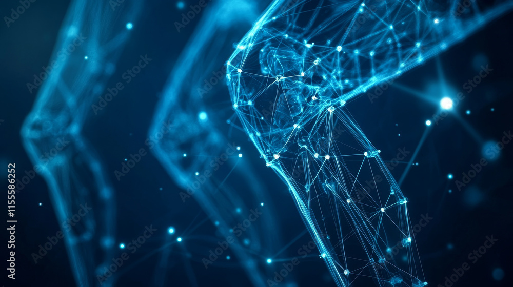 Ilustración de Stock Hologram joint pain. Joint pain made of polygons ...