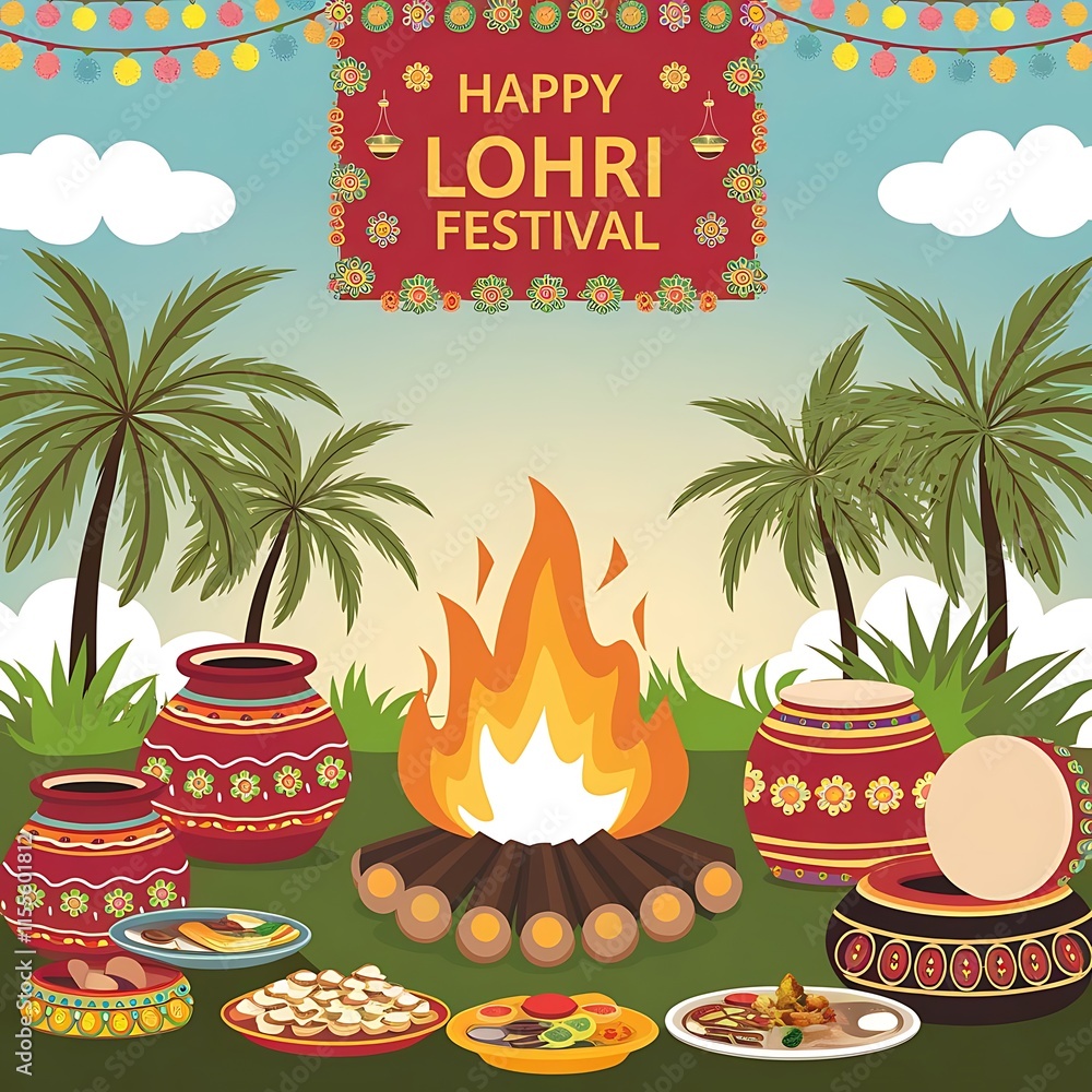 Lohri, Happy Lohri. Poster, Banner, Post. Punjabi Folk Dance, Story ...