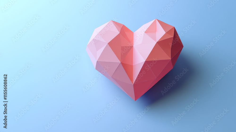 Hologram heart. The heart consists of polygons, triangles , points, and ...
