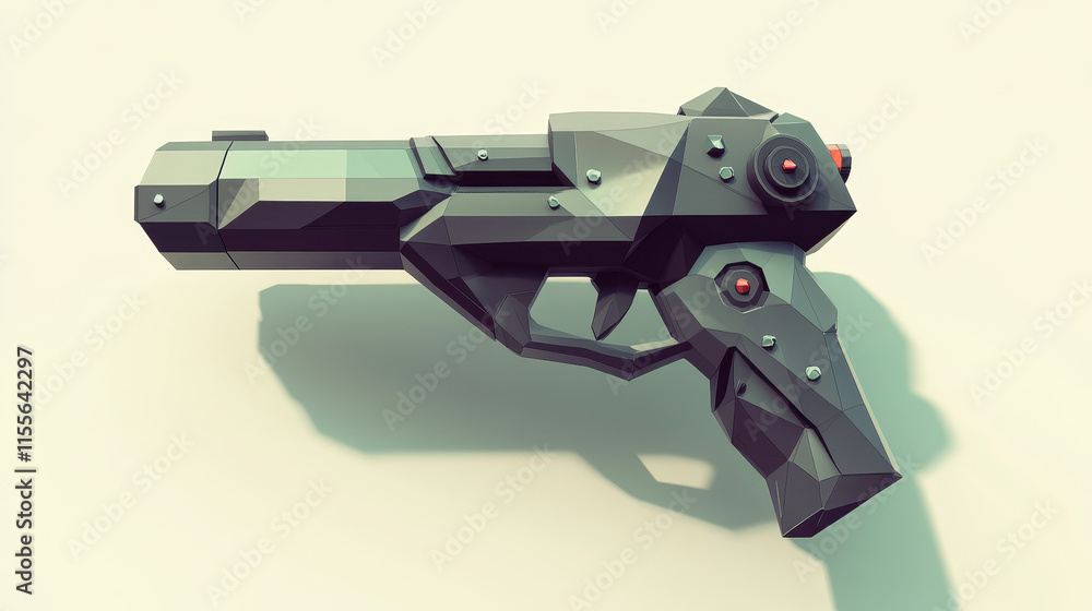 Hologram spray gun. Spray gun made of polygons, triangles, dots, and ...