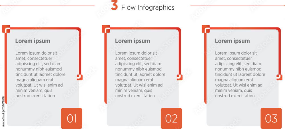 Modern box infographics process business infographic with square ...