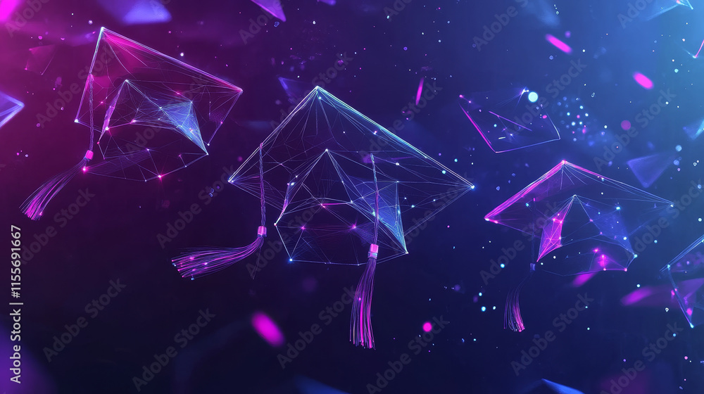 Ilustración de Stock Hologram graduation. Graduation from polygons ...