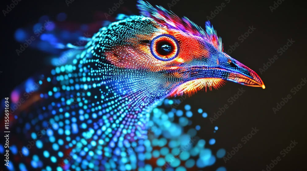 Hologram Tragopan Satyr. Holographic projection of Tragopan-Satyr ...