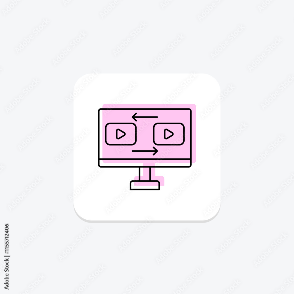 Video Encoding color shadow thinline icon , vector, pixel perfect ...