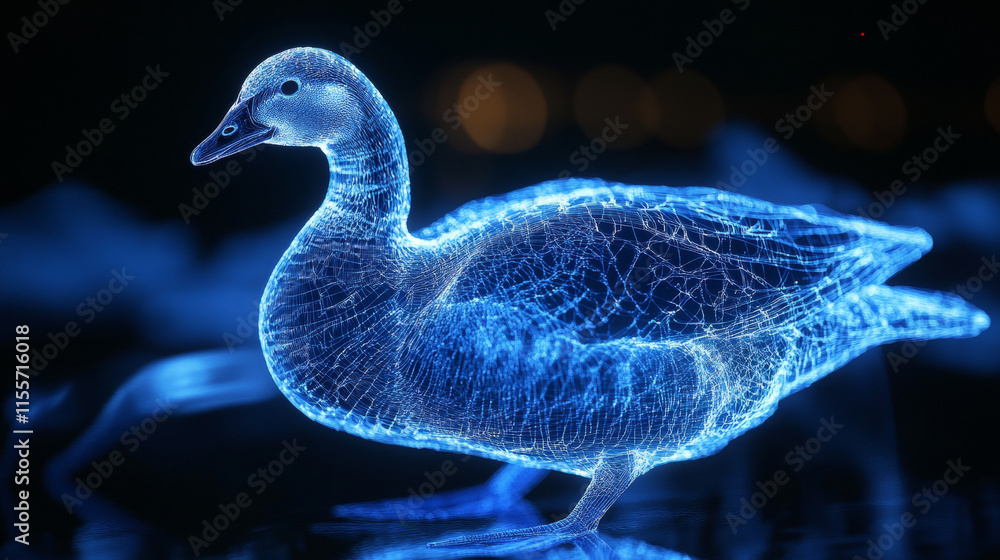 ภาพประกอบ Stock Hologram goose. Holographic projection of the goose ...