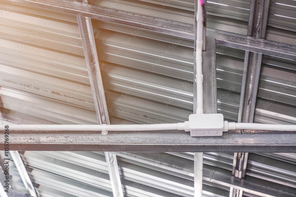 Installation of PVC pipes with box point for electrical systems in ...