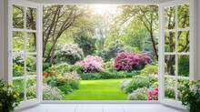 Spring Garden Window Frame View Free Stock Photo - Public Domain Pictures