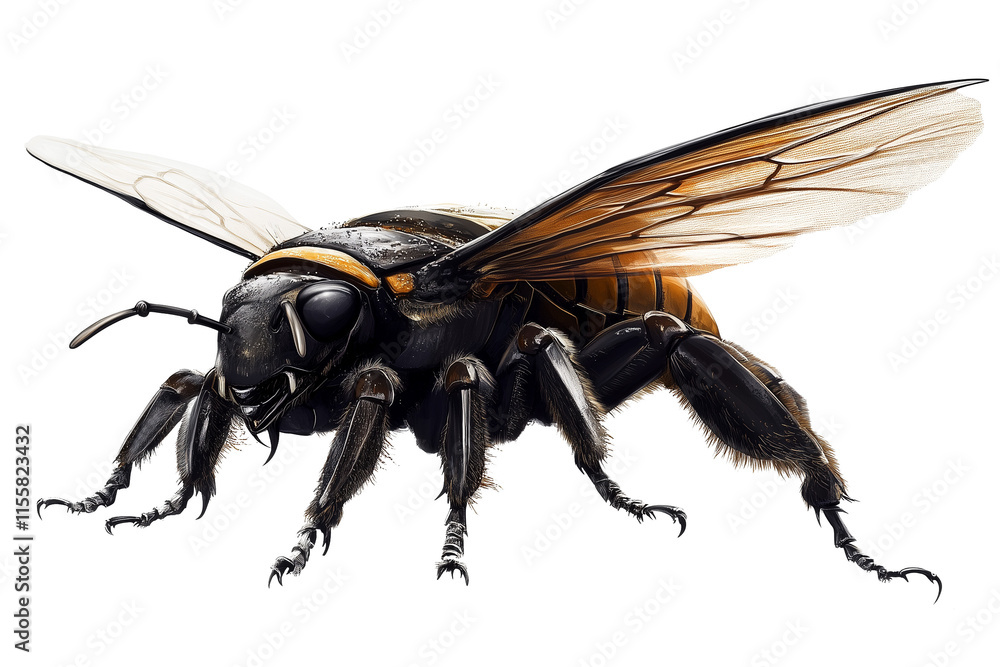 Foto de Stock Hyper-realistic macro photography of a wasp with ...