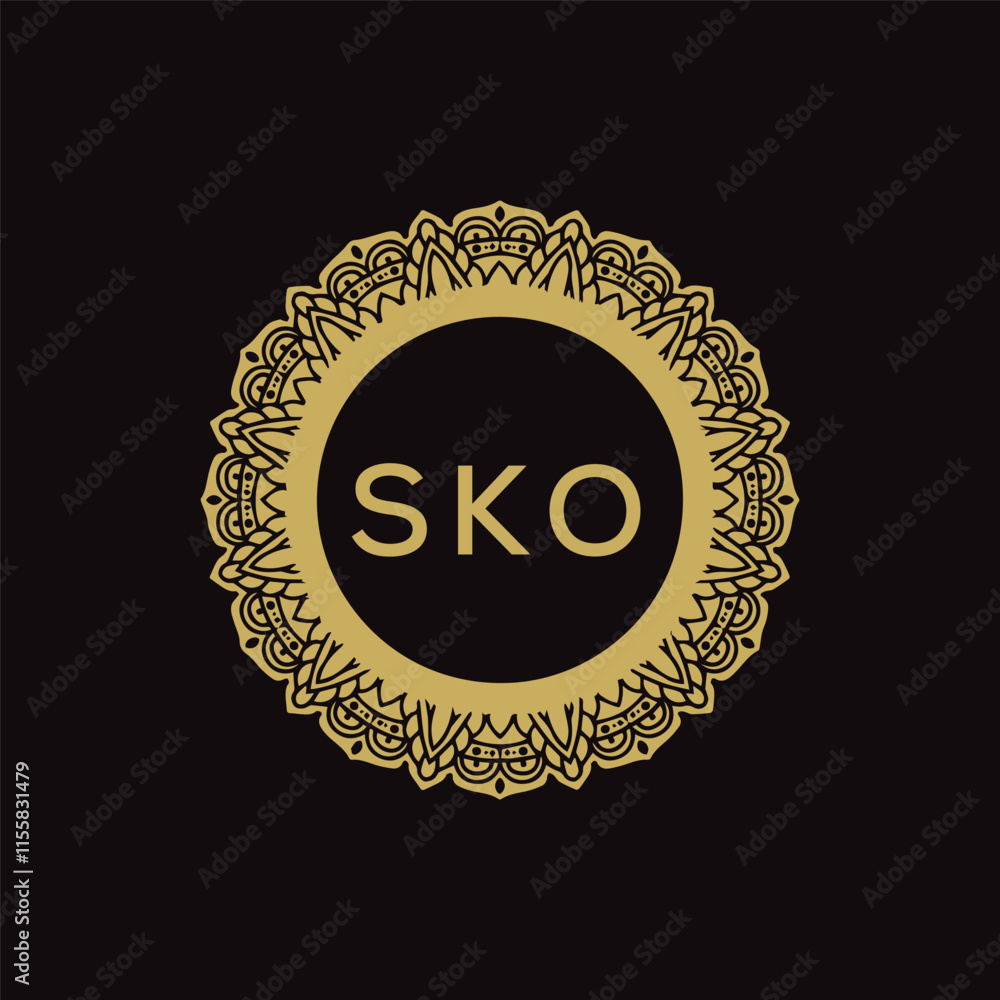 SKO letter logo design with black background in illustrator, vector ...