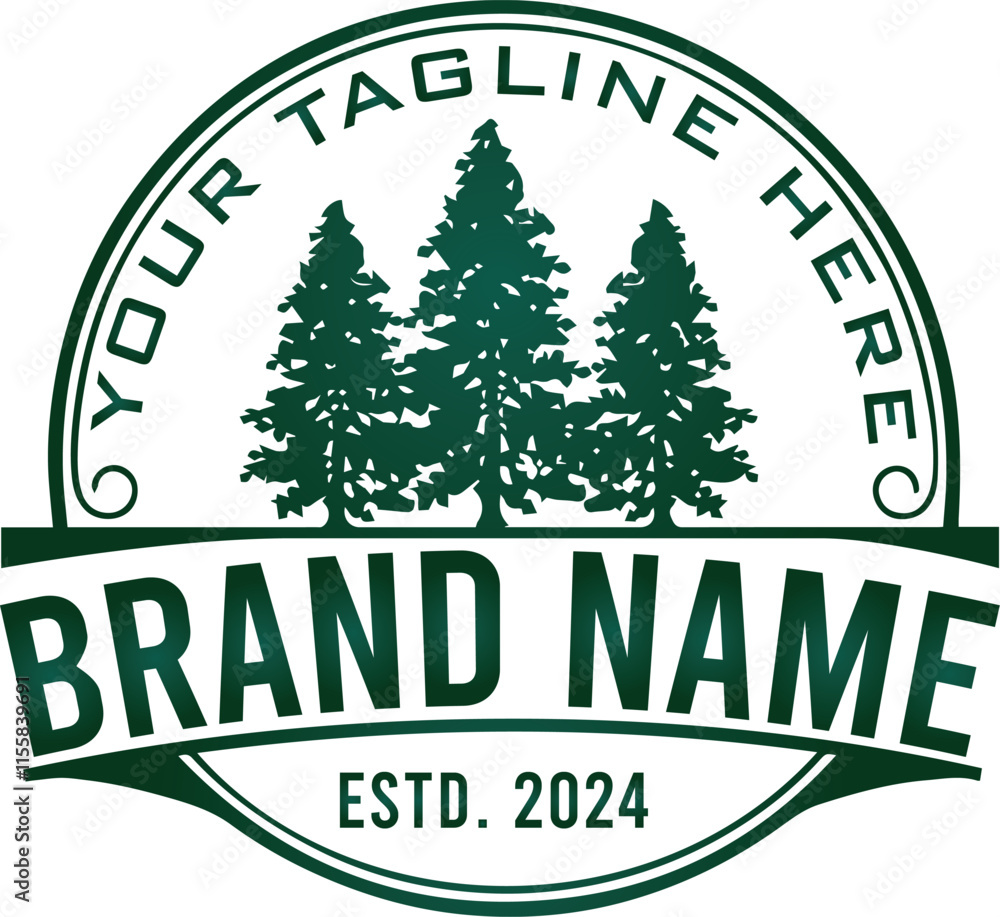 fine tree logo, Modern natural fine symbol. Plant branch vector logo ...